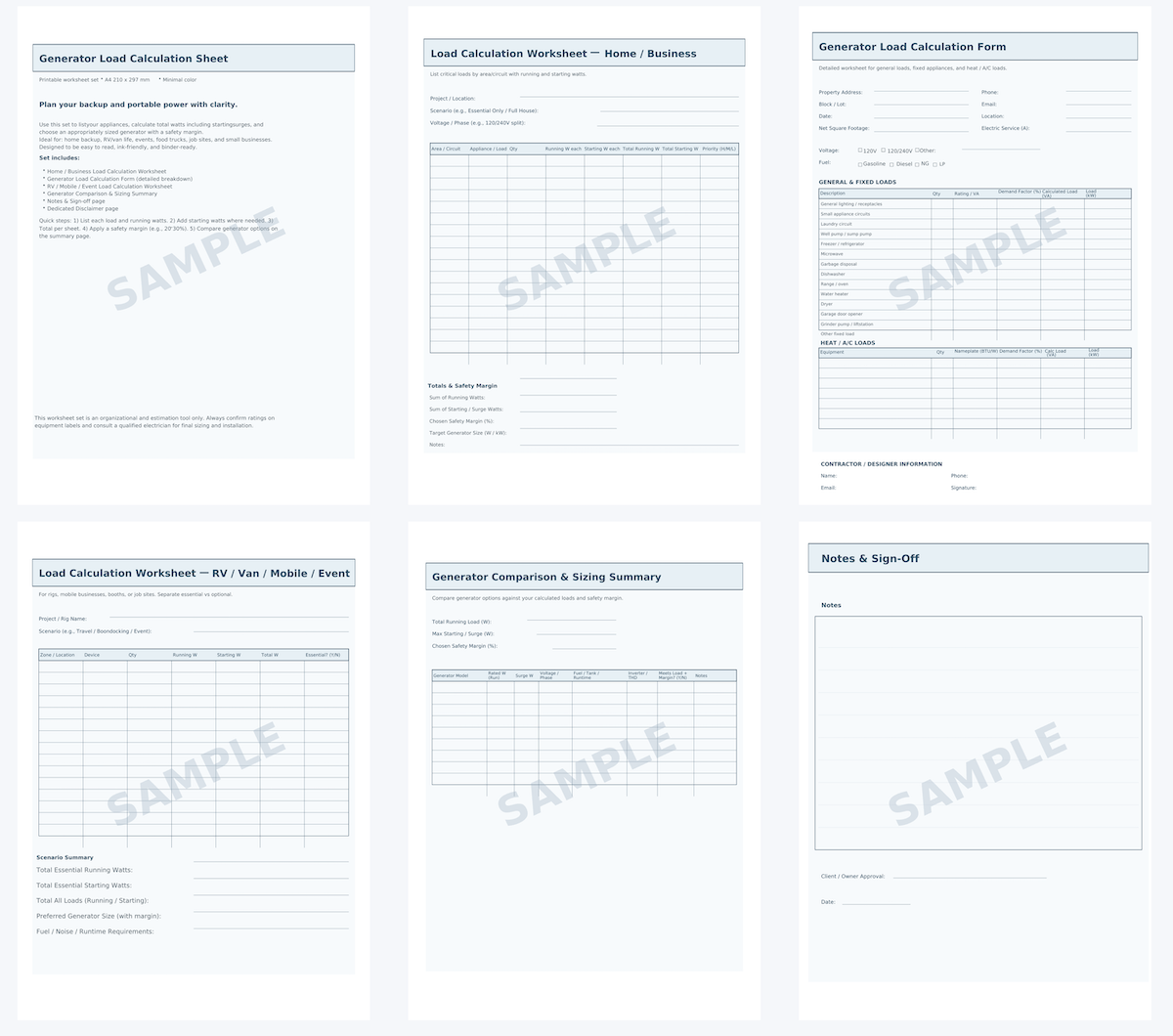Generator Load Calculation Sheet and Formula - GeneratorStop.com